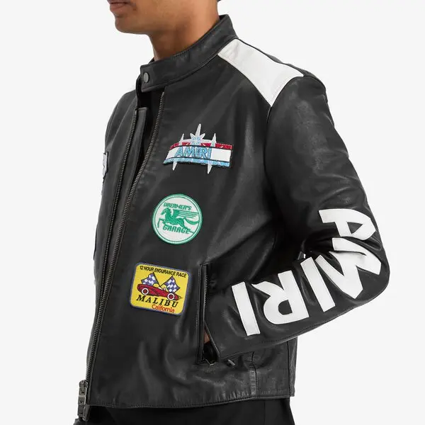Amiri Patch Racer Leather Jacket