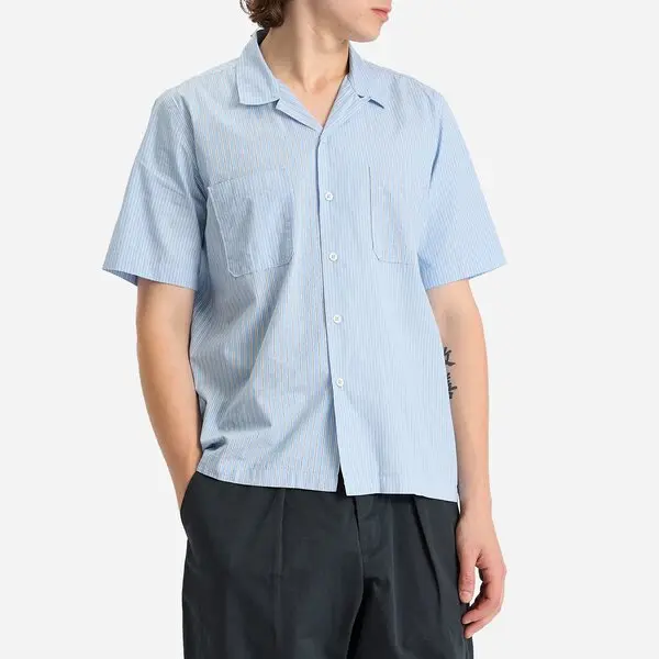 Universal Works Vila Stripes Sal Road Shirt - Blue