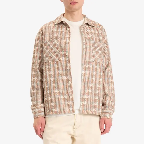 WAX LONDON Whiting Ladder Check Weave Overshirt