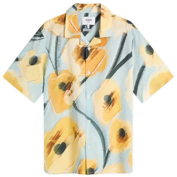 WAX LONDON Didcot Abstract Applique Vacation Shirt - Blue/yellow