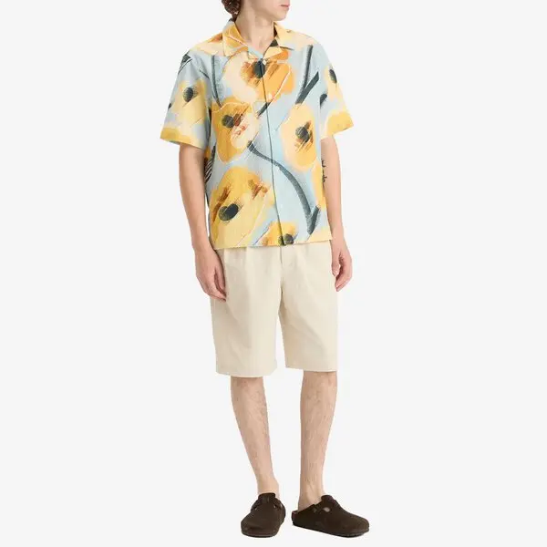 WAX LONDON Didcot Abstract Applique Vacation Shirt - Blue/yellow