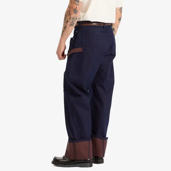 JW Anderson Turn Up Twisted Workwear Jeans - Blue/red