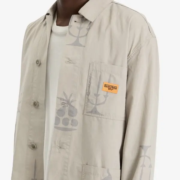 SERVICE WORKS Poplin Printed Chore Shirt - Stone