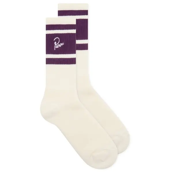 PARRA Signature Striped Crew Socks - Off White