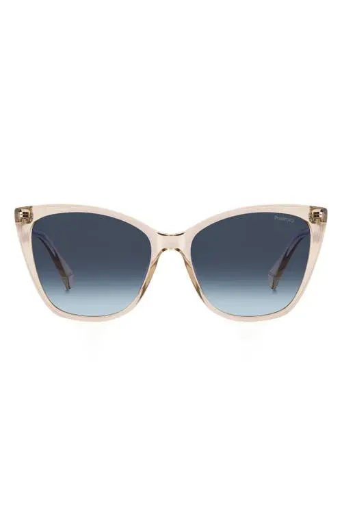 POLAROID 56mm Cat Eye Sunglasses - Beige/ Blue Polar