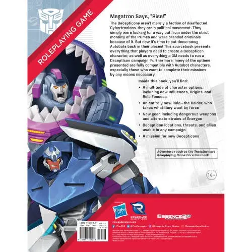 RENEGADE GAME STUDIOS Transformers Deception Directive Sourcebook Roleplaying Game