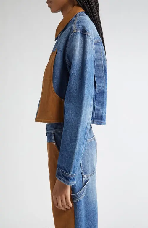 Stella McCartney Denim & Faux Suede Trucker Jacket
