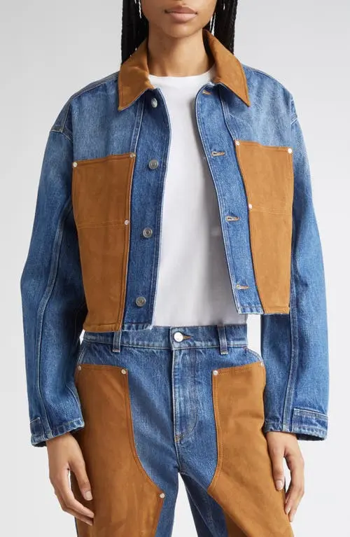 Stella McCartney Denim & Faux Suede Trucker Jacket