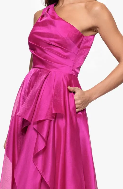 XSCAPE EVENINGS One-shoulder Organza Gown - Magenta