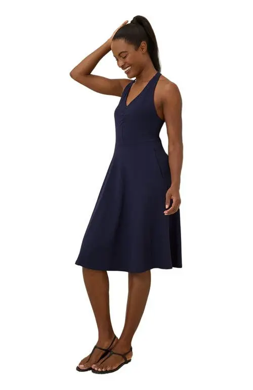 PACT Organic Cotton Fit & Flare Halter Dress - Eclipse