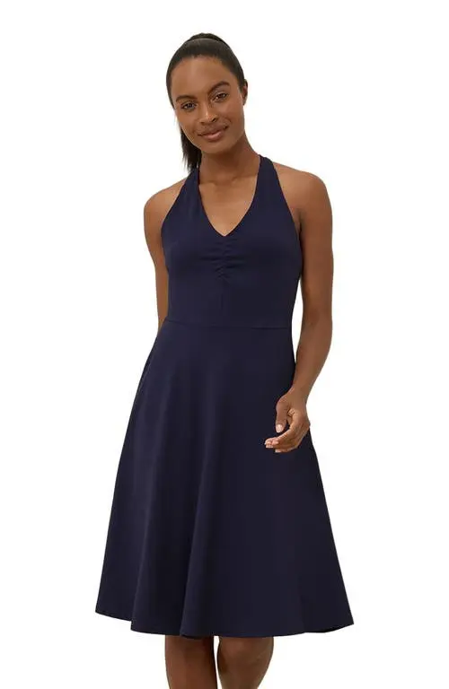 PACT Organic Cotton Fit & Flare Halter Dress - Eclipse