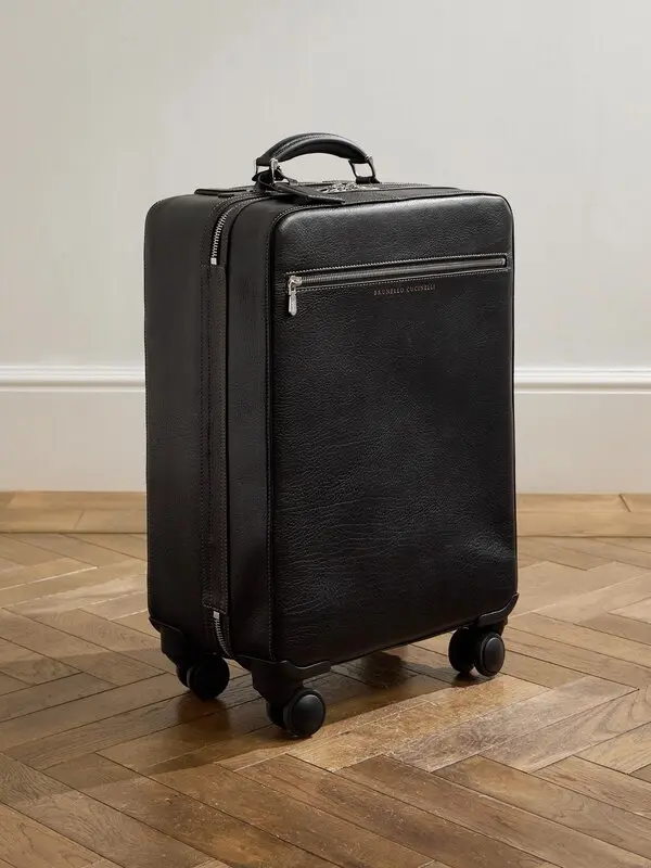 Brunello Cucinelli Full-grain Leather Suitcase - Black