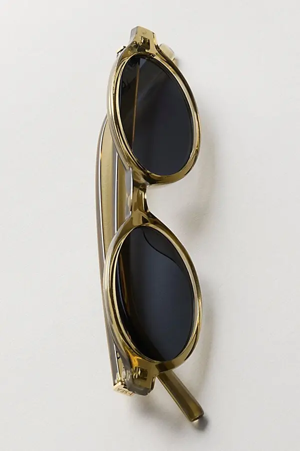Free People Josie Polarized Round Sunglasses - Green/black