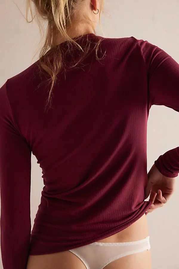 Free People Seamless Modal Long Sleeve Top - Dionysus
