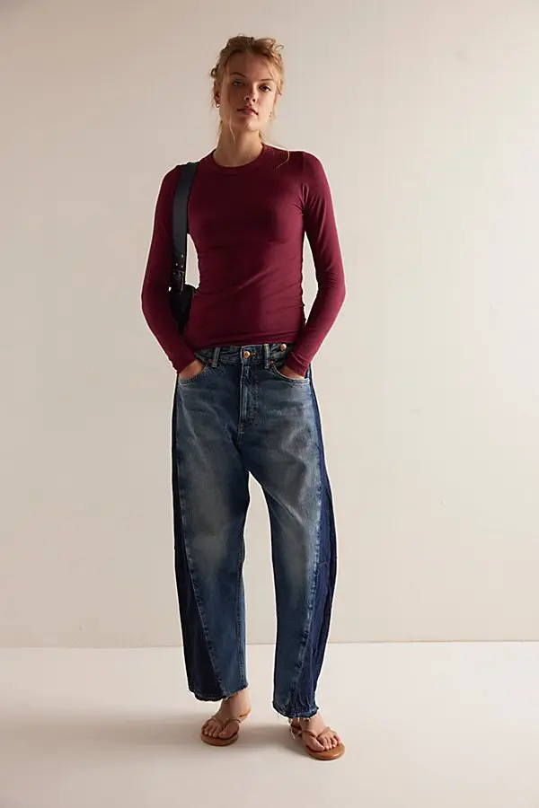 Free People Seamless Modal Long Sleeve Top - Dionysus