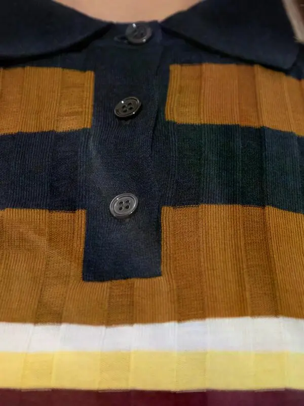 Marni Striped Polo Top - Brown