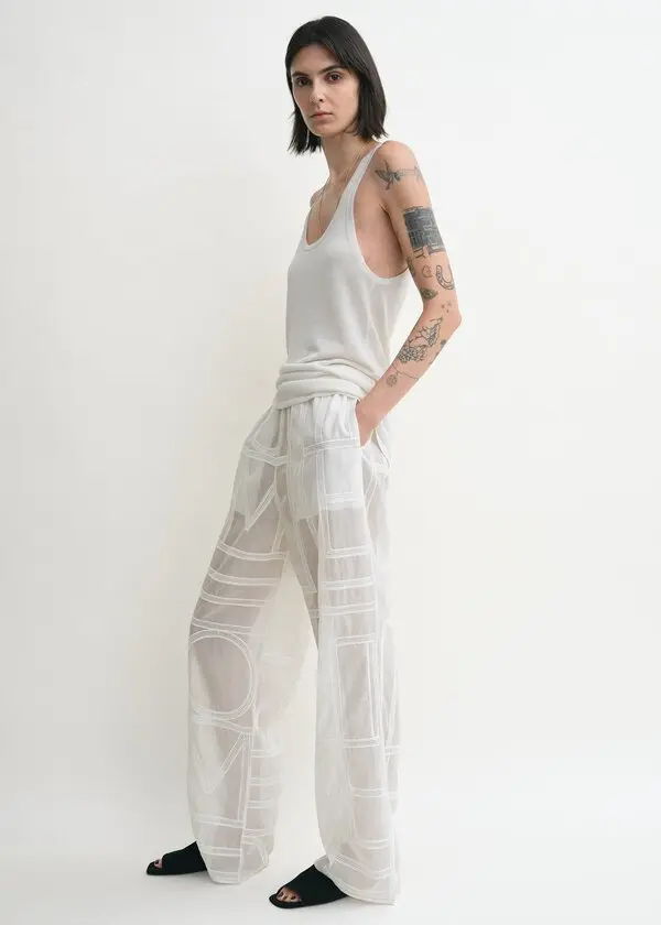 TOTEME Monogram Crochet Pj Bottoms - White