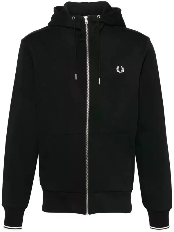 Fred Perry Embroidered Logo Zip-up Jacket - Black