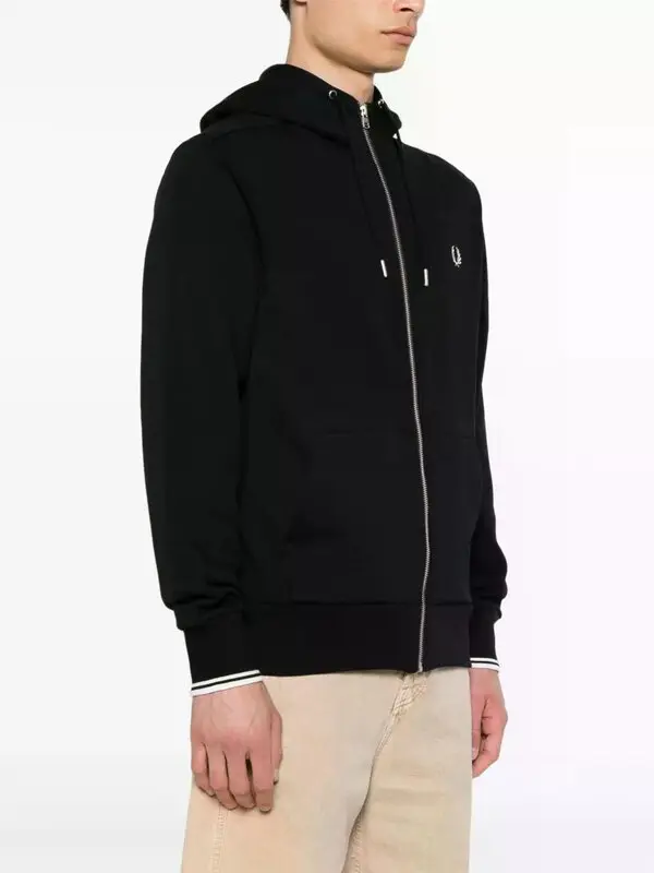 Fred Perry Embroidered Logo Zip-up Jacket - Black