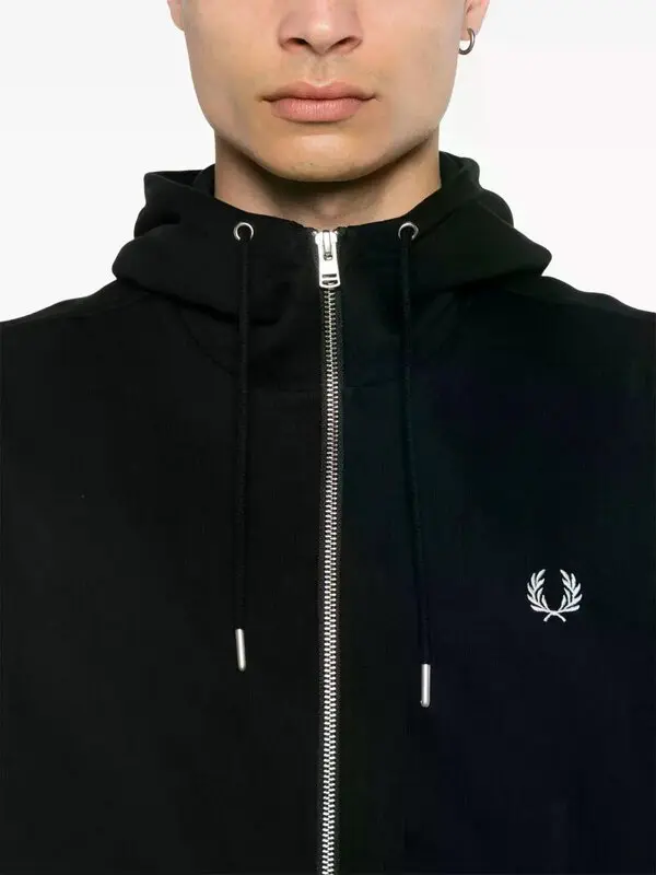 Fred Perry Embroidered Logo Zip-up Jacket - Black