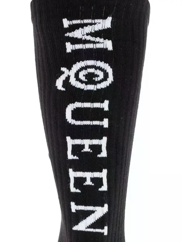 Alexander McQueen Logo-embellished Ribbed Socks - Black