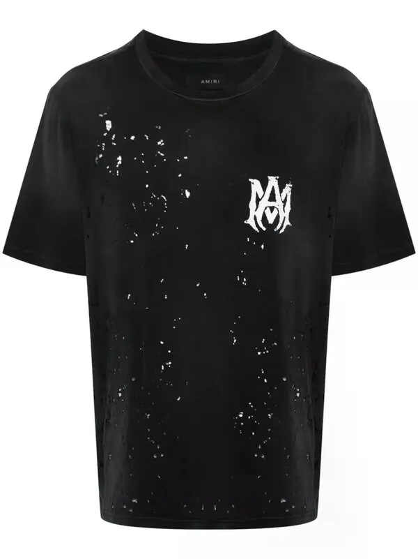 Amiri Distressed Logo-print T-shirt - Black