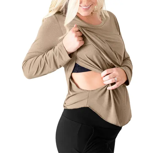KINDRED BRAVELY Maternity & Nursing Long Sleeve T-shirt - Wheat