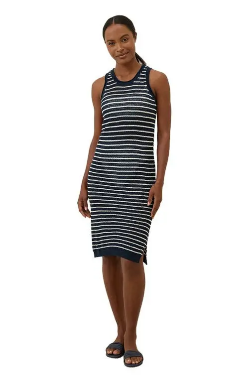 PACT Beachside Linen Crochet Cover-up Made With Organic Cotton - Capri Stripe
