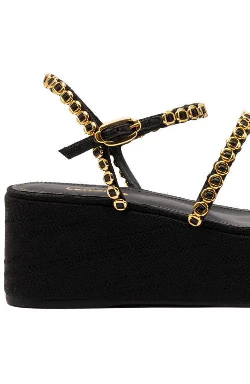 Larroude Gio Milanina Flatform Sandal - Black
