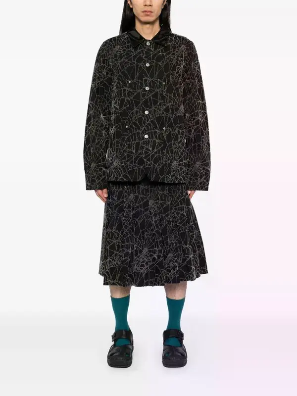 MASU Flocky-web Pleated Shorts