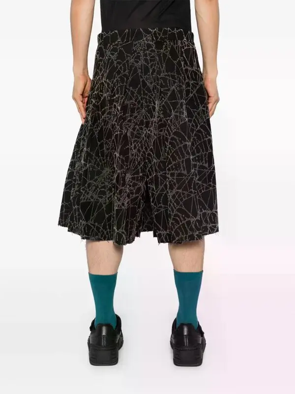 MASU Flocky-web Pleated Shorts