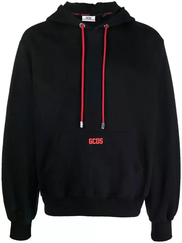 Gcds Logo-print Cotton Hoodie - Black
