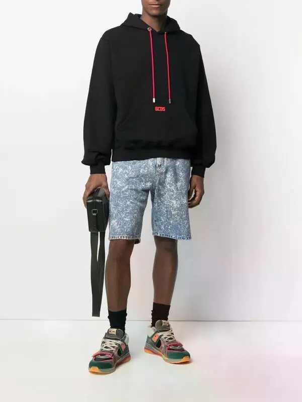 Gcds Logo-print Cotton Hoodie - Black