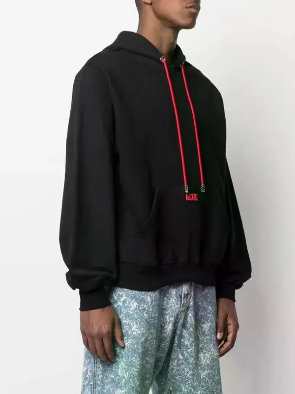 Gcds Logo-print Cotton Hoodie - Black