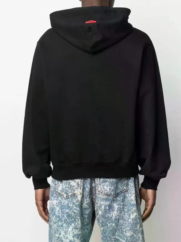 Gcds Logo-print Cotton Hoodie - Black
