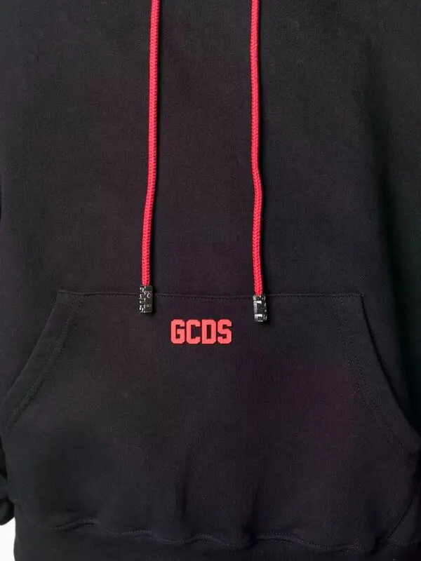 Gcds Logo-print Cotton Hoodie - Black