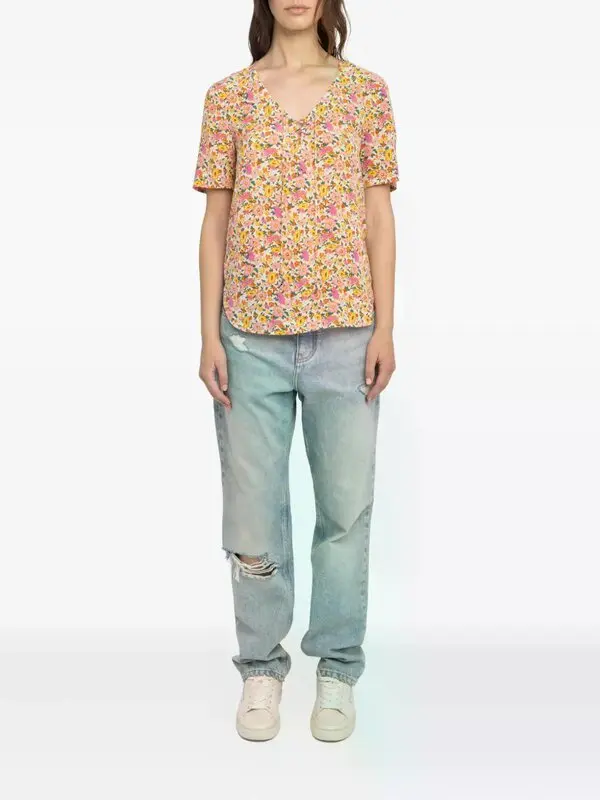 Zadig&Voltaire Floral-print Short-sleeve Top