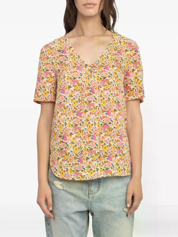 Zadig&Voltaire Floral-print Short-sleeve Top