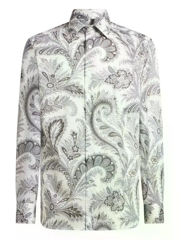 Etro Floral-paisley Cotton Shirt - Grey