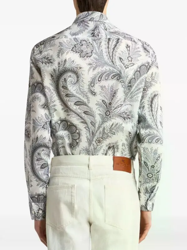 Etro Floral-paisley Cotton Shirt - Grey
