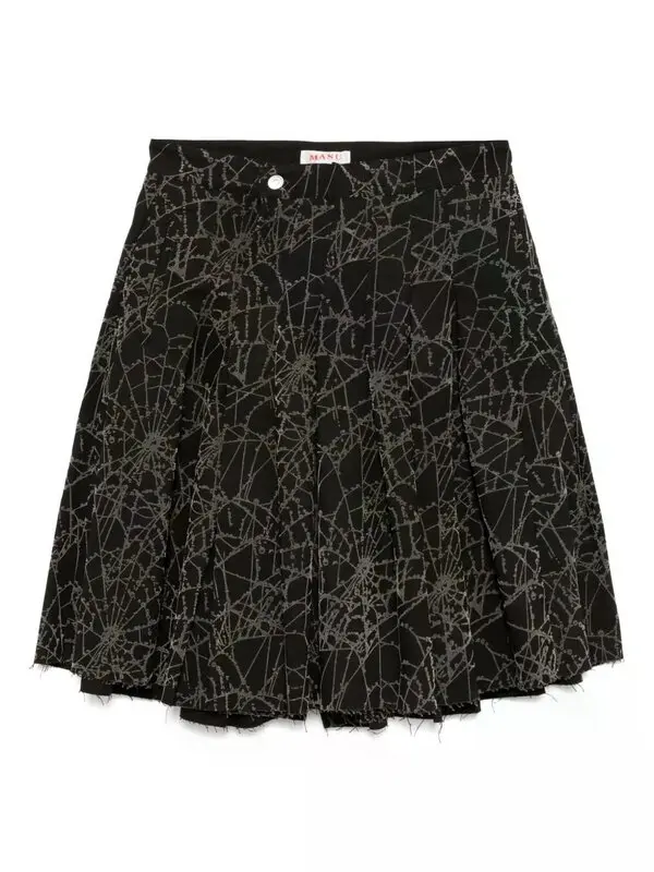 MASU Flocky-web Pleated Shorts