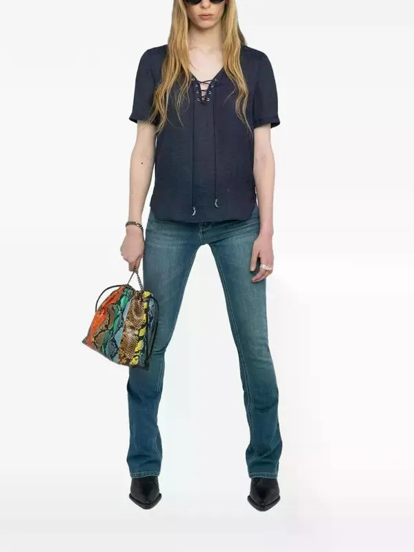 Zadig&Voltaire Lace-up V-neck T-shirt - Blue