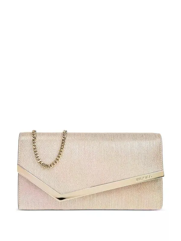 JIMMY CHOO Metallic-leather Clutch With Chain Strap - Neutrals