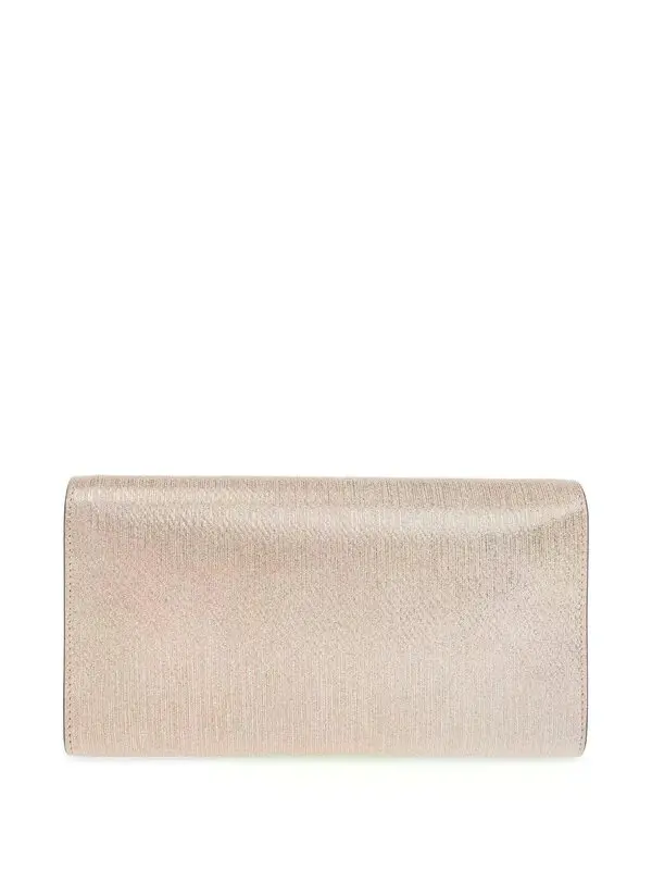 JIMMY CHOO Metallic-leather Clutch With Chain Strap - Neutrals