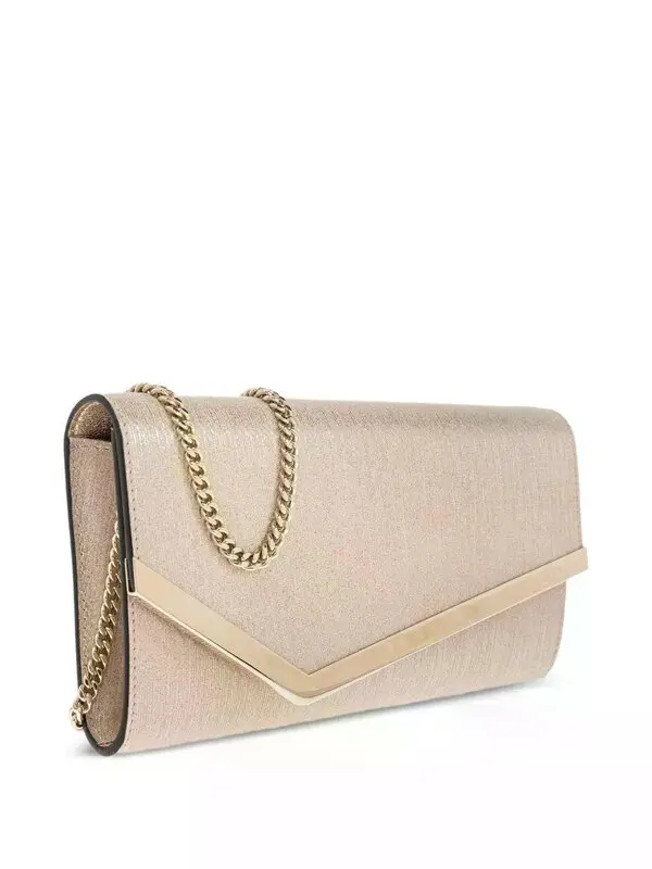 JIMMY CHOO Metallic-leather Clutch With Chain Strap - Neutrals