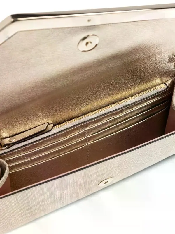 JIMMY CHOO Metallic-leather Clutch With Chain Strap - Neutrals