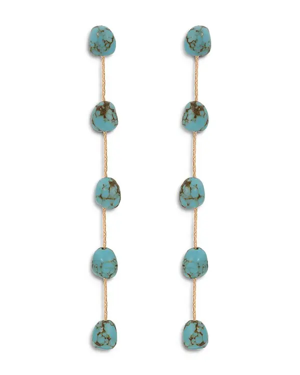 Ettika Turquoise Linear Drop Earrings - Blue/gold