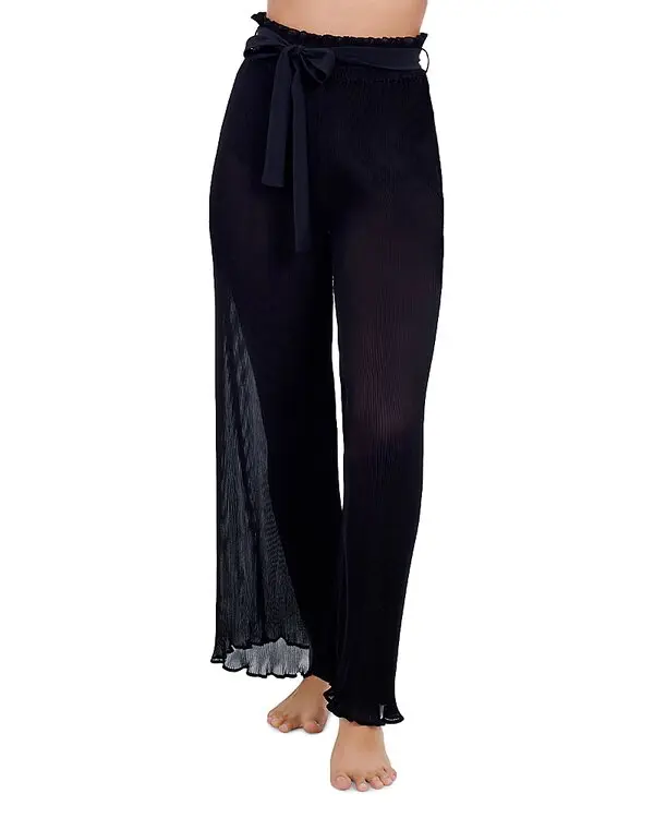 GOTTEX Tutti Frutti Pleated Sheer Cover-up Pants - Black