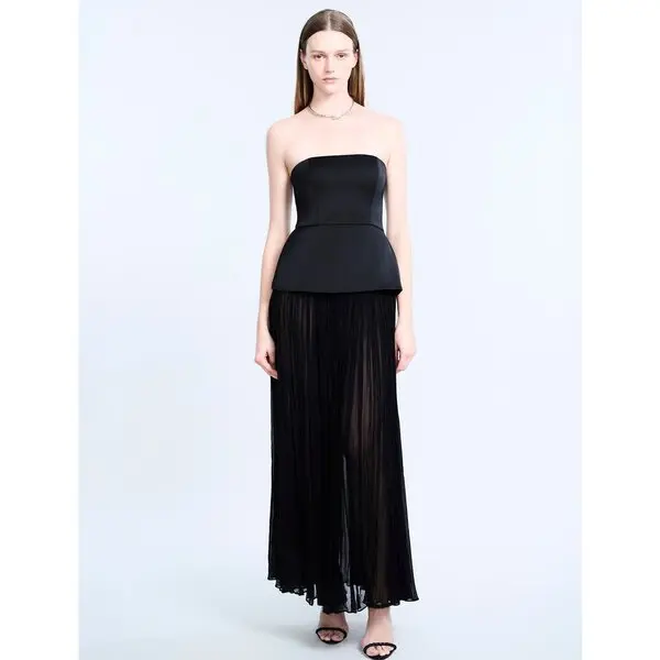 Bcbgmaxazria Strapless Peplum Gown - Black