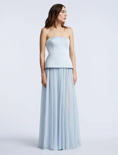 Bcbgmaxazria Strapless Peplum Gown